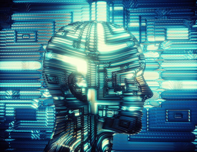 Human Head With Data Circuits Artificial Intelligence And Future