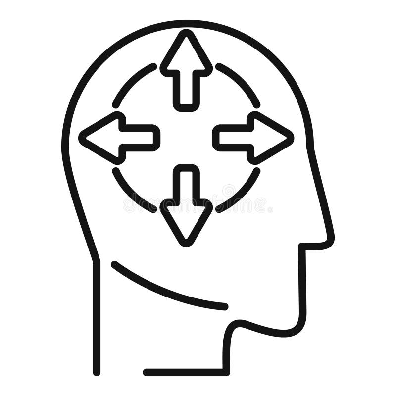 Human Head Deciding with Arrows Pointing in Different Directions Stock ...