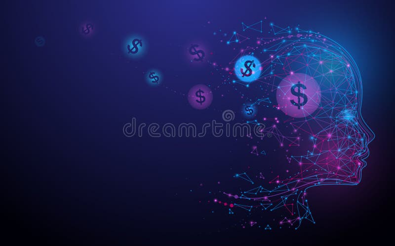 Human Head with Dollar Sign from Lines, Triangles and Particle Style ...