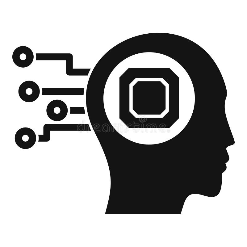 Human Head with Electronic Microchip Data Processing Stock Illustration ...