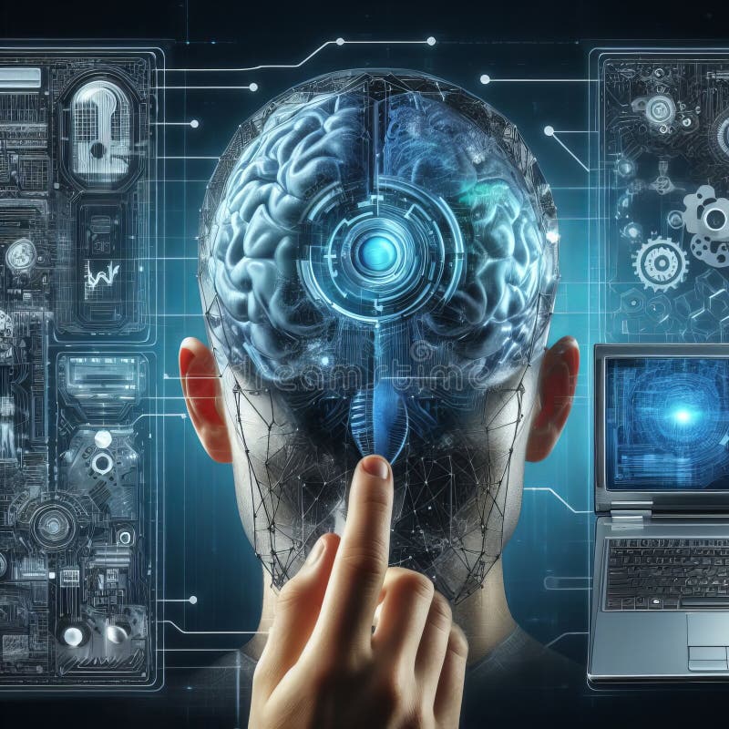 Human Head with Embedded Digital Artificial Intelligence Stock Photo ...