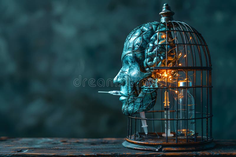 Human Head Encased in Cage Generative AI Stock Illustration ...