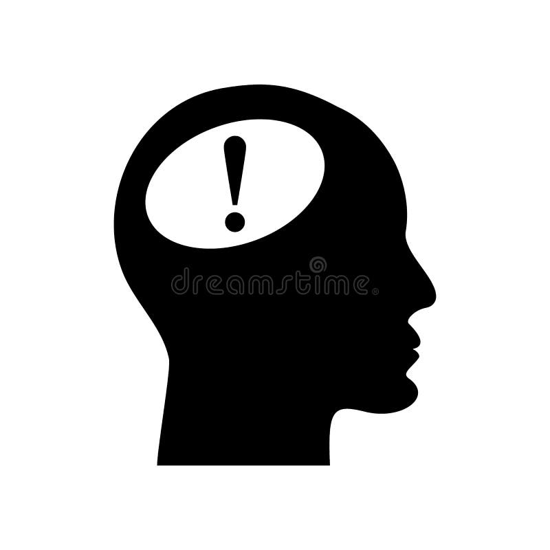 Human Head With Exclamation Mark Stock Vector - Illustration of human ...