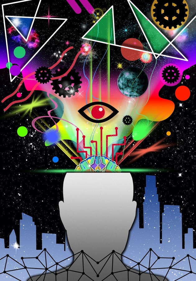 Human Head Exploding Generating Ideas Brainstorming Illustration ...