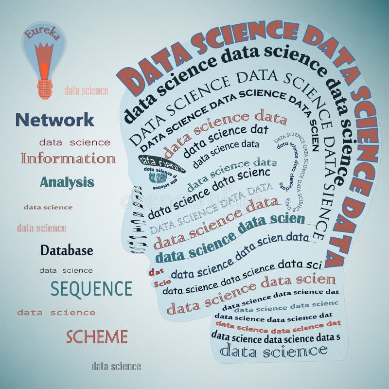 Data Scientist. Human Head and Facial Features from Text Lines Stock ...
