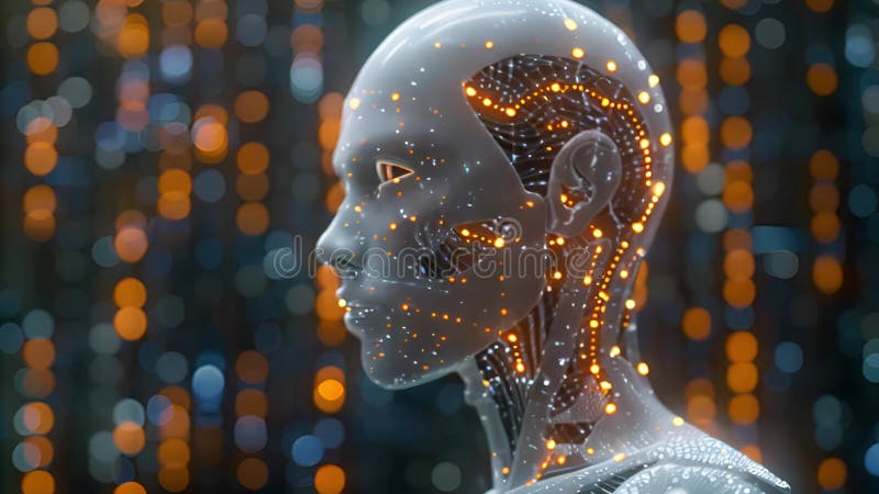 Human Head with Glowing Lights Background Stock Video - Video of ...