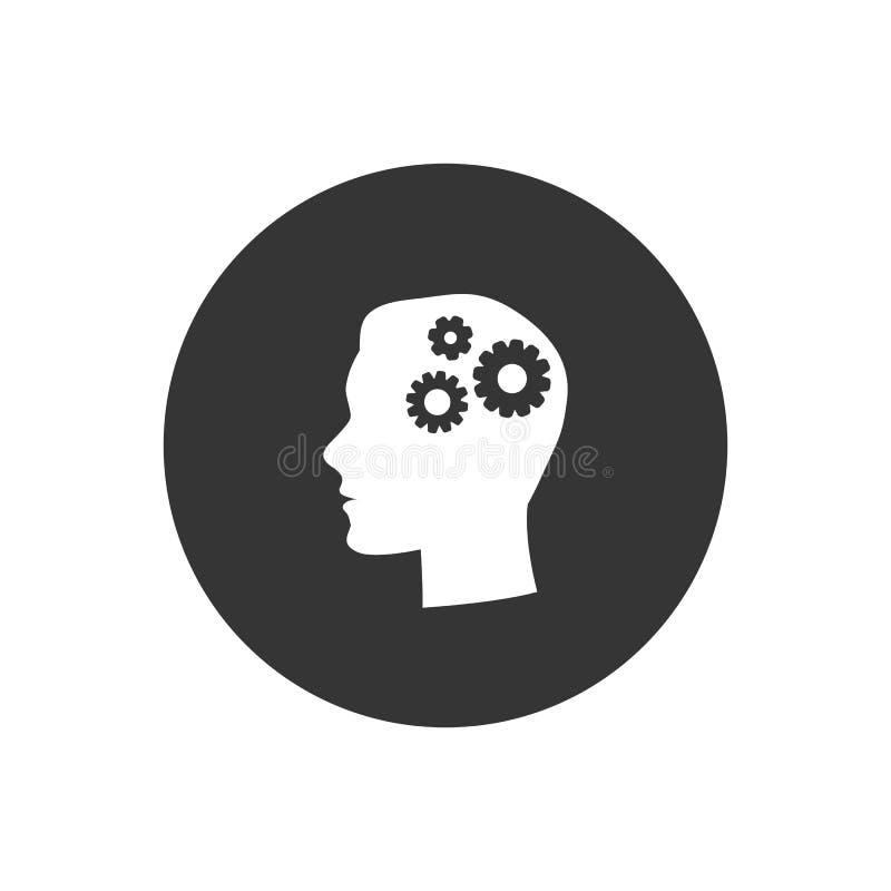 Human Head Flat Icon with Gear Inside. Vector Stock Vector ...