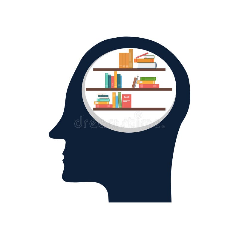 Human Head in the Form of a Brain with Books. Human Knowledge Concept ...