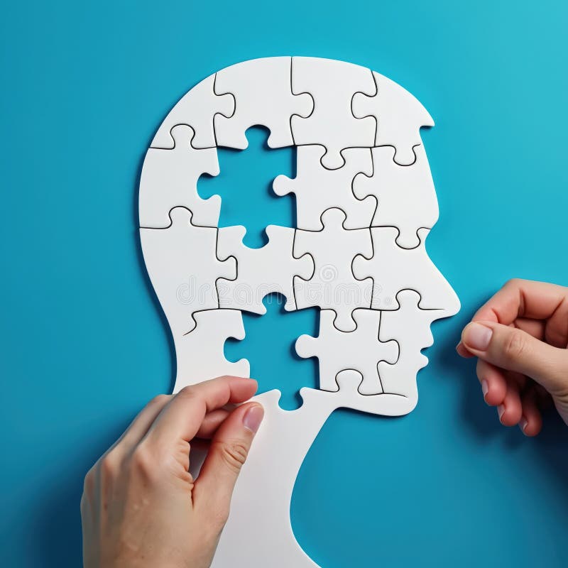Human Head Formed by Puzzle Pieces. One Missing Piece Represents ...