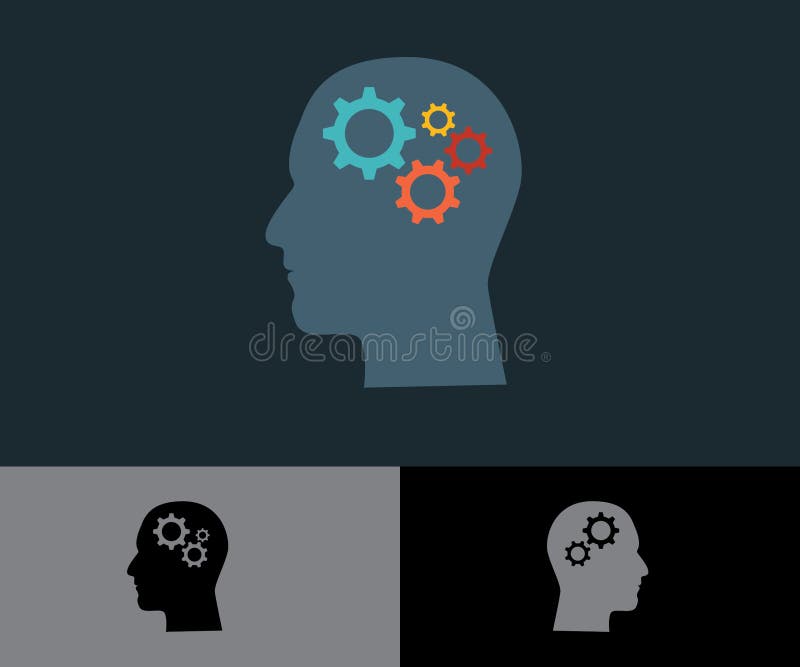 Human Head with Gear, Brain in Work Stock Vector - Illustration of head ...