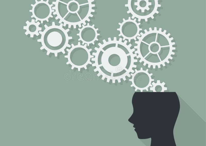 Human head with gear stock vector. Illustration of brain - 59910228