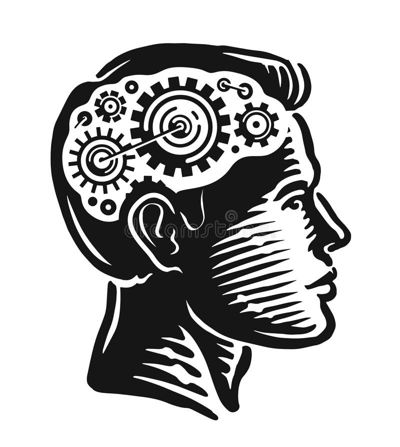 Human Head with Gears. Brain Thinking Stock Illustration - Illustration ...