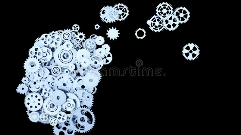 Human Head with Gears. Business Technology Concept. 3d Animation Stock ...
