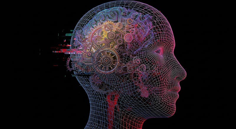 Human Head with Gears Concept and Artificial Intelligence Stock ...