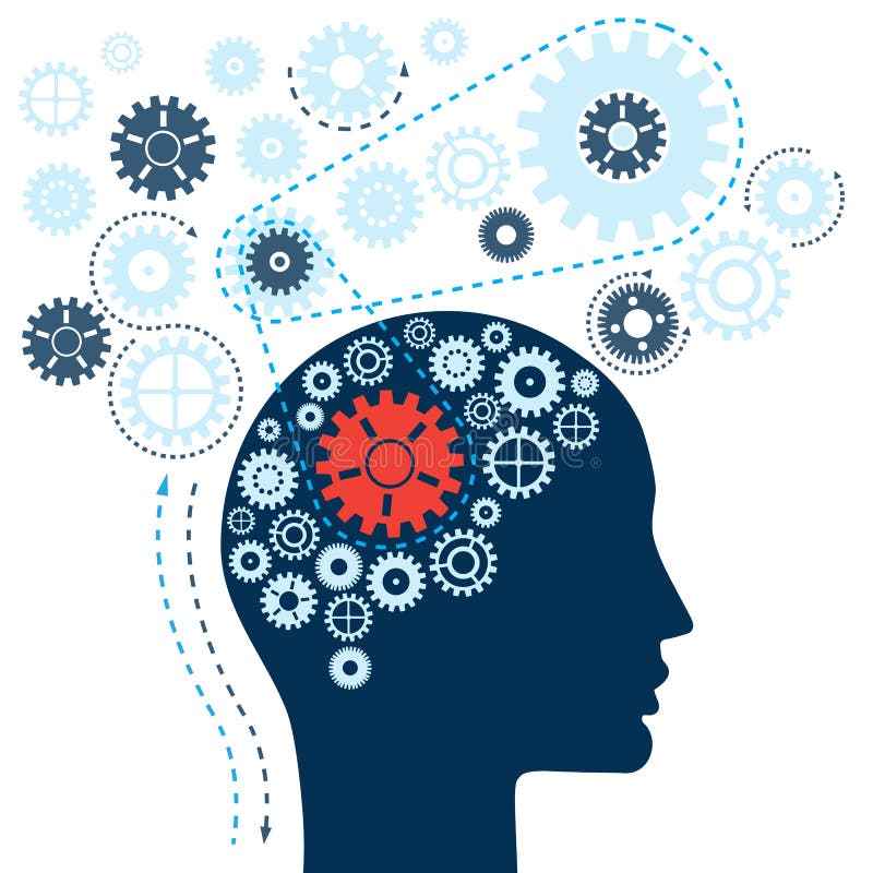 Human Head with Gears. Human Brain Functioning Concept Stock Photo ...