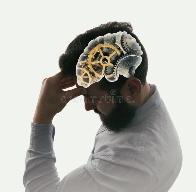 Human head with gears. stock photo. Image of gears, property - 187015020