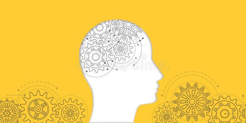 Human Head with Gears. Thought Process. the Thinking Human Brain ...