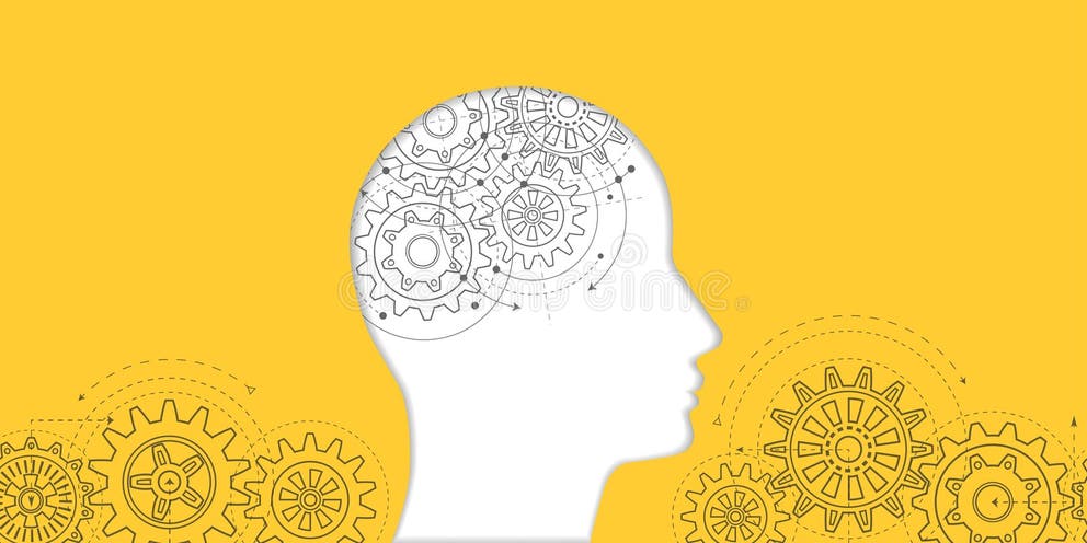 Human Head with Gears. Thought Process. the Thinking Human Brain ...