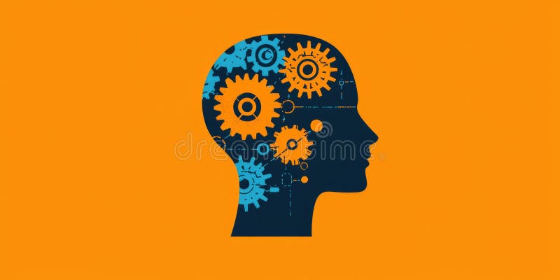 Human Head with Gears Turning Inside, Symbolizing Mental Wellness and ...