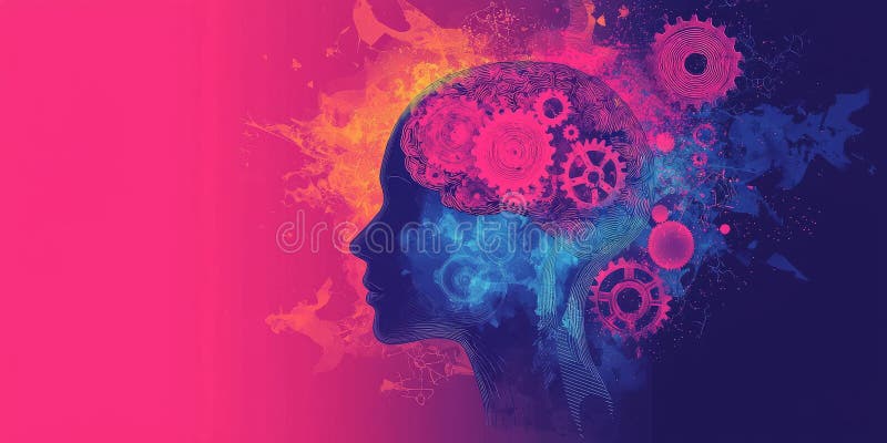 Human Head with Gears Turning Inside, Symbolizing Mental Wellness and ...