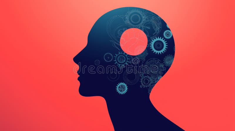 Human Head Gears Turning Inside Symbolizing Mental Wellness Self ...