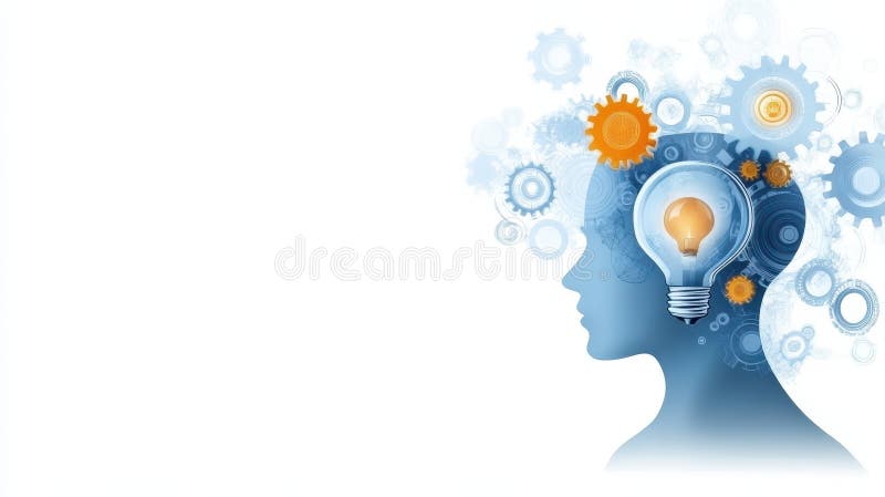 Human Head with Gears, Visual Representation of Thought Processes ...
