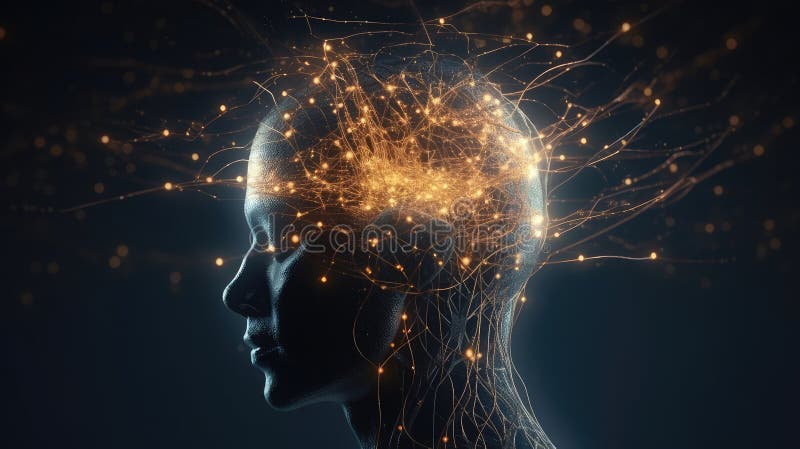 Human Head with Glowing Neuron in Brain , Futuristic and Technology ...