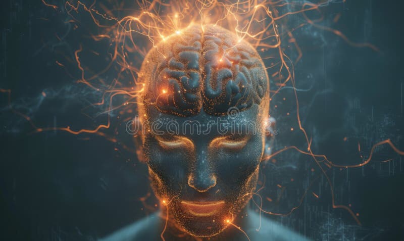 Human Head with Glowing Neuron in Brain , Futuristic and Technology ... Human Head with Glowing Neuron in Brain , Futuristic and Technology ...