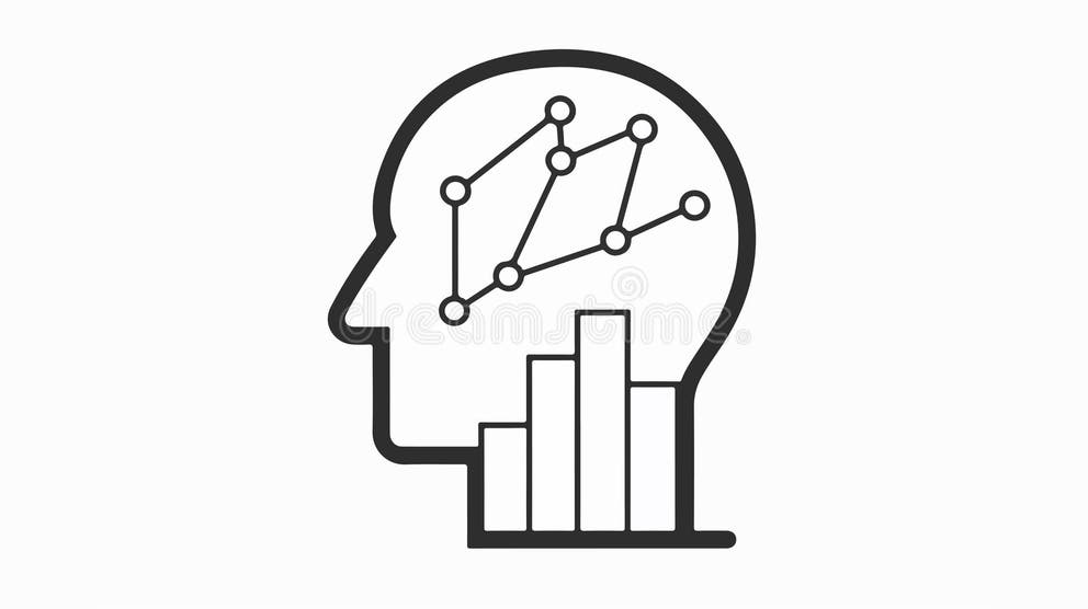 Human Head and Graph Vector Illustration Icon for Data Analysis and ...
