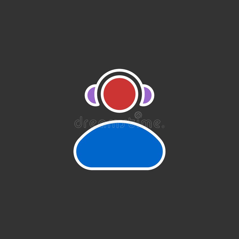 Human Head with Headphones. Flat Vector Icon. Stock Vector ...