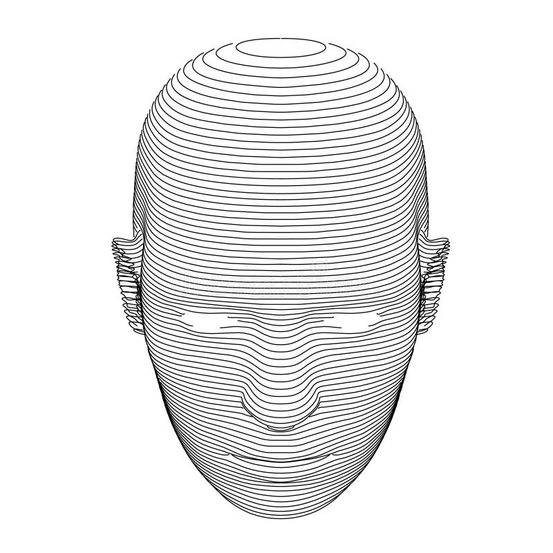 Human Head in Horizontal Lines or Slices. Front View Stock Vector ...