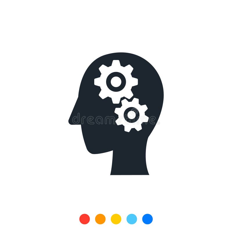 Human Head Icon and Cog Symbol Stock Vector - Illustration of idea ...