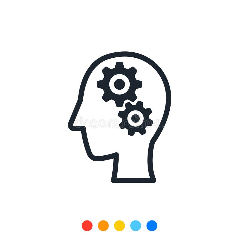 Human Head Icon and Cog Symbol Stock Vector - Illustration of design ...