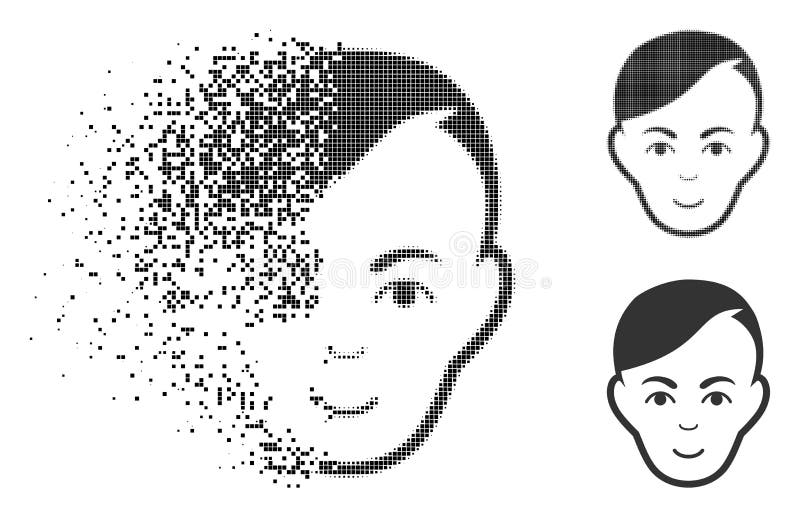 Broken Pixelated Halftone Human Head Icon with Face Stock Vector ...