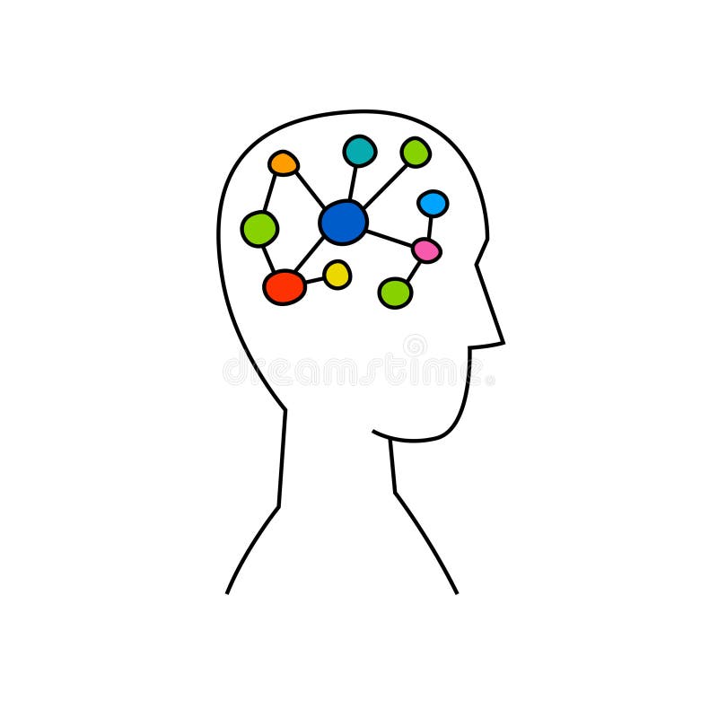 Human Head Icon, Pictogram with Molecules Inside, Stock Illustration ...