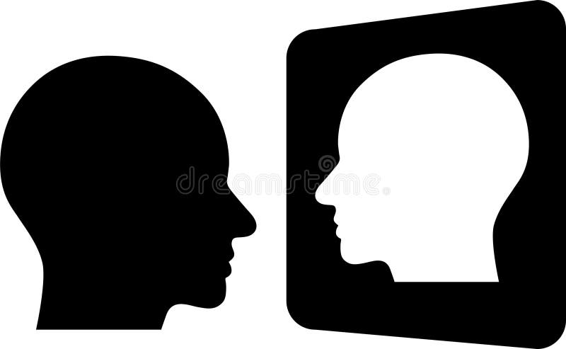 Human Head Icon with a Reflection in the Mirror As Concept of Awareness ...