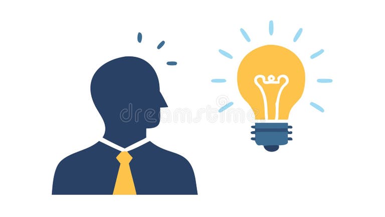 Human Head with Idea Light Bulb, Creative Thinking, Vector Design ...