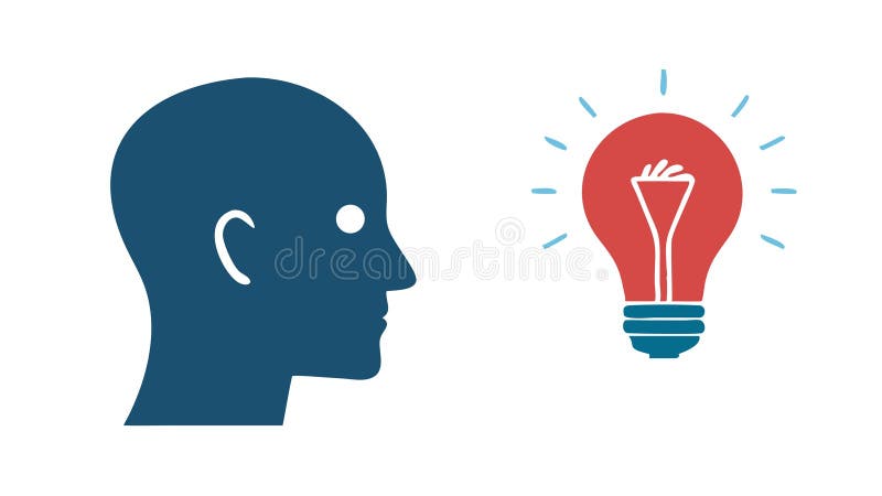 Human Head with Idea Lightbulb Icon for Innovation, Vector Design Generative AI Stock Vector ...