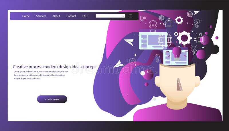 Human Head Illustration Creative Process Modern Design Idea Concept ...