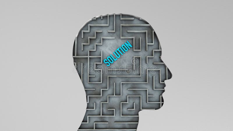 Human Head and Inside a Maze with a Solution To the Problem. the ...