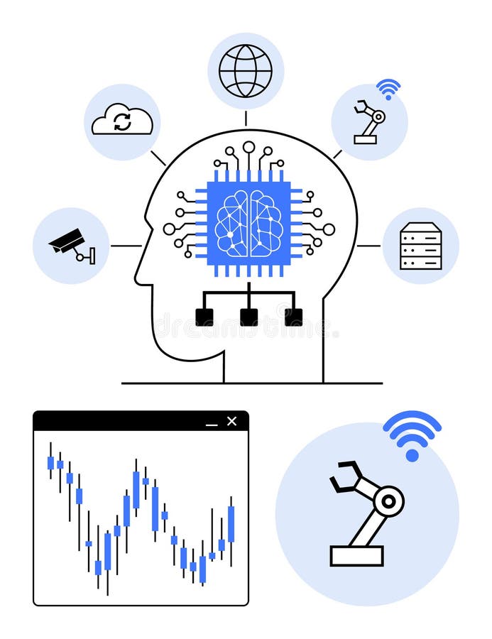 Human Brain with Integrated Circuit and Connection To Cloud Computing ...