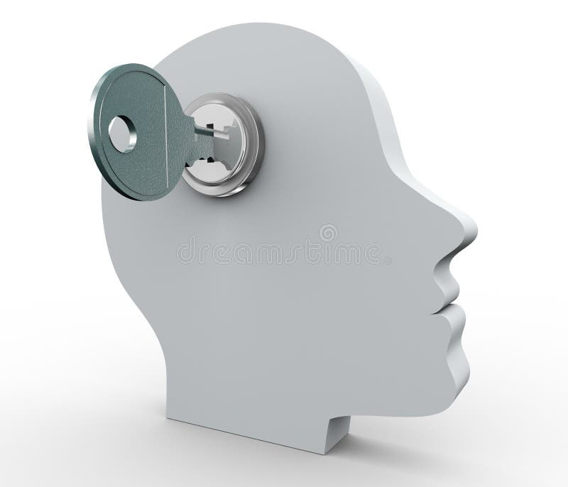 Human head and key stock illustration. Illustration of reflective ...