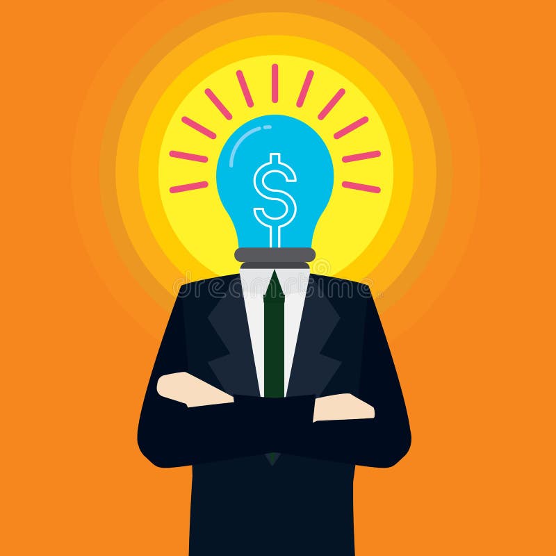 Human Head Lamp Idea Character Stock Vector - Illustration of create ...