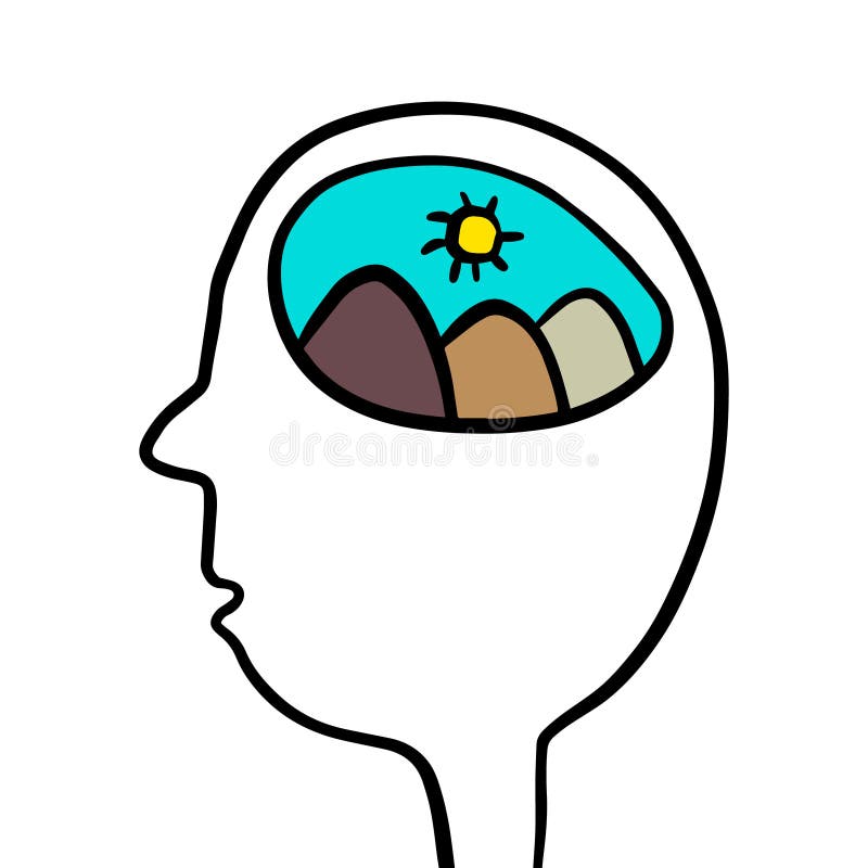 Inside My Head Hand Drawn Set of Different Heads with Brains Stock ...