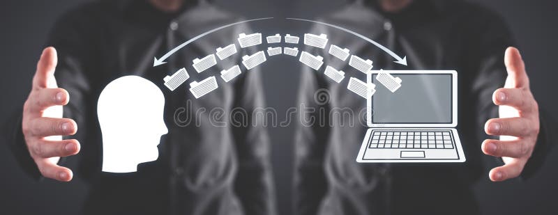 Human Head with Laptop. Transfer Files Stock Image - Image of laptop ...