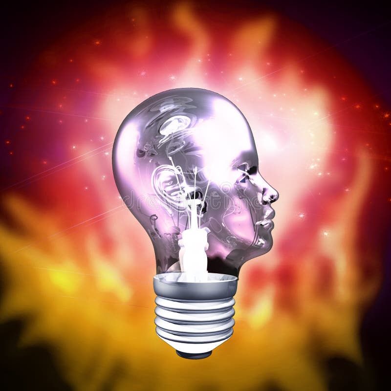Human Head Light Bulb stock illustration. Illustration of conceptual ...