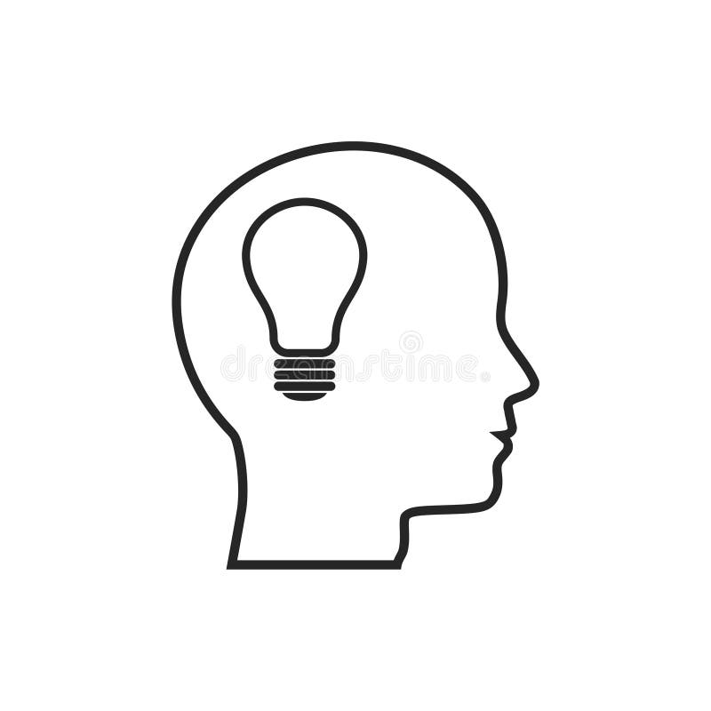 Human Head with Light Bulb Icon Stock Vector - Illustration of concept ...