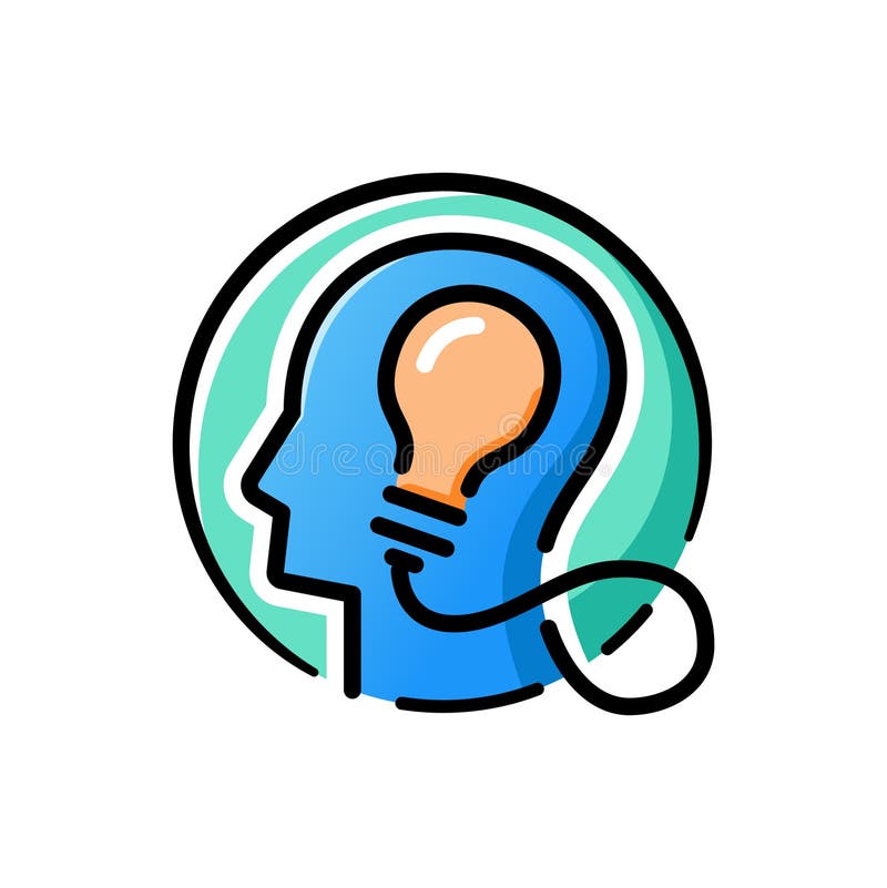 Human Head with Light Bulb Icon Logo Stock Illustration - Illustration ...