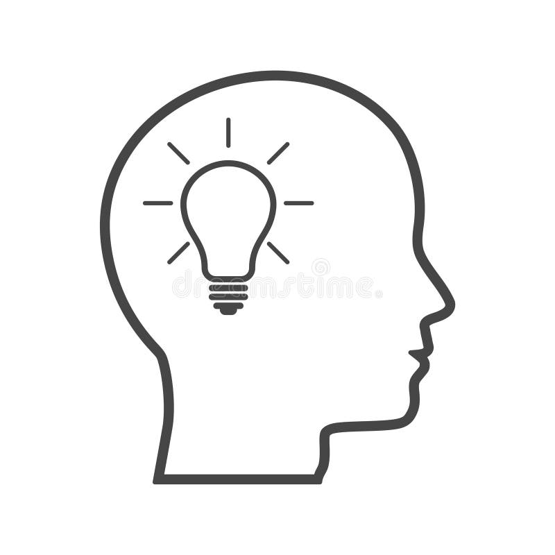 Human Head with Light Bulb Icon Stock Vector - Illustration of ...