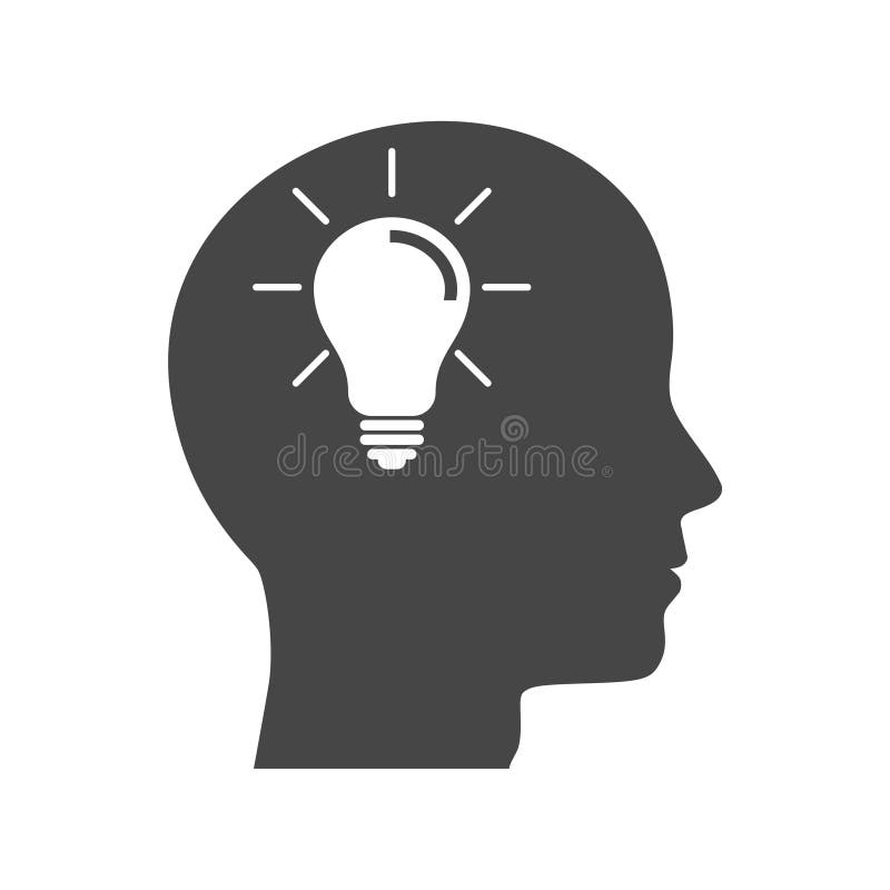 Human Head with Light Bulb Icon Stock Vector - Illustration of genius ...